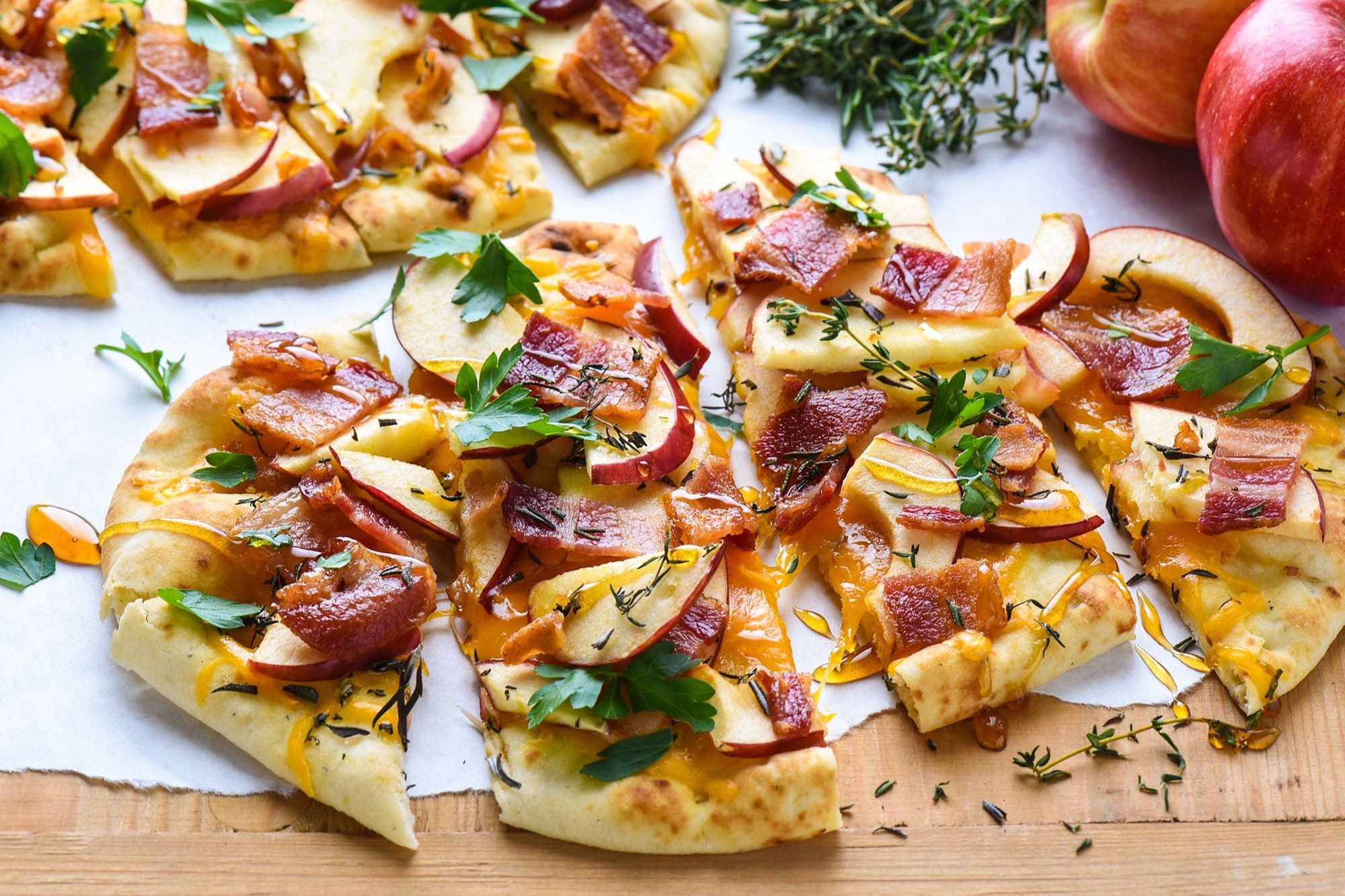 Apple, Bacon & Cheddar Flatbread - Michigan Apples